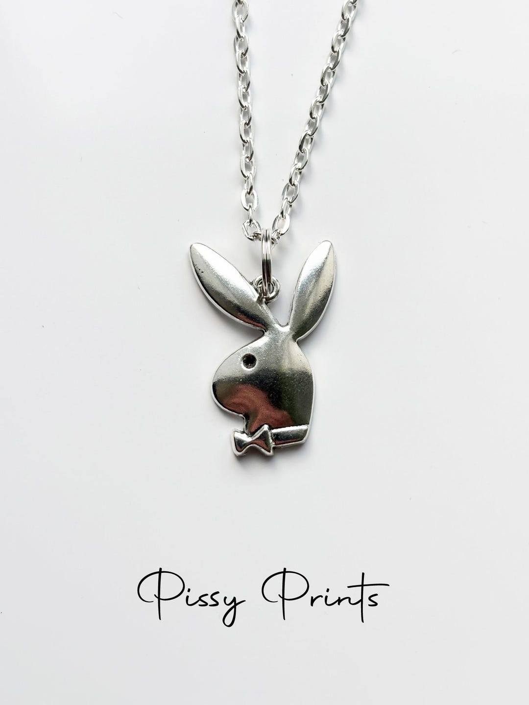 Bunny Rabbit Silver Pendent and Chain | Alt Y2k Cute Fashion - Etsy