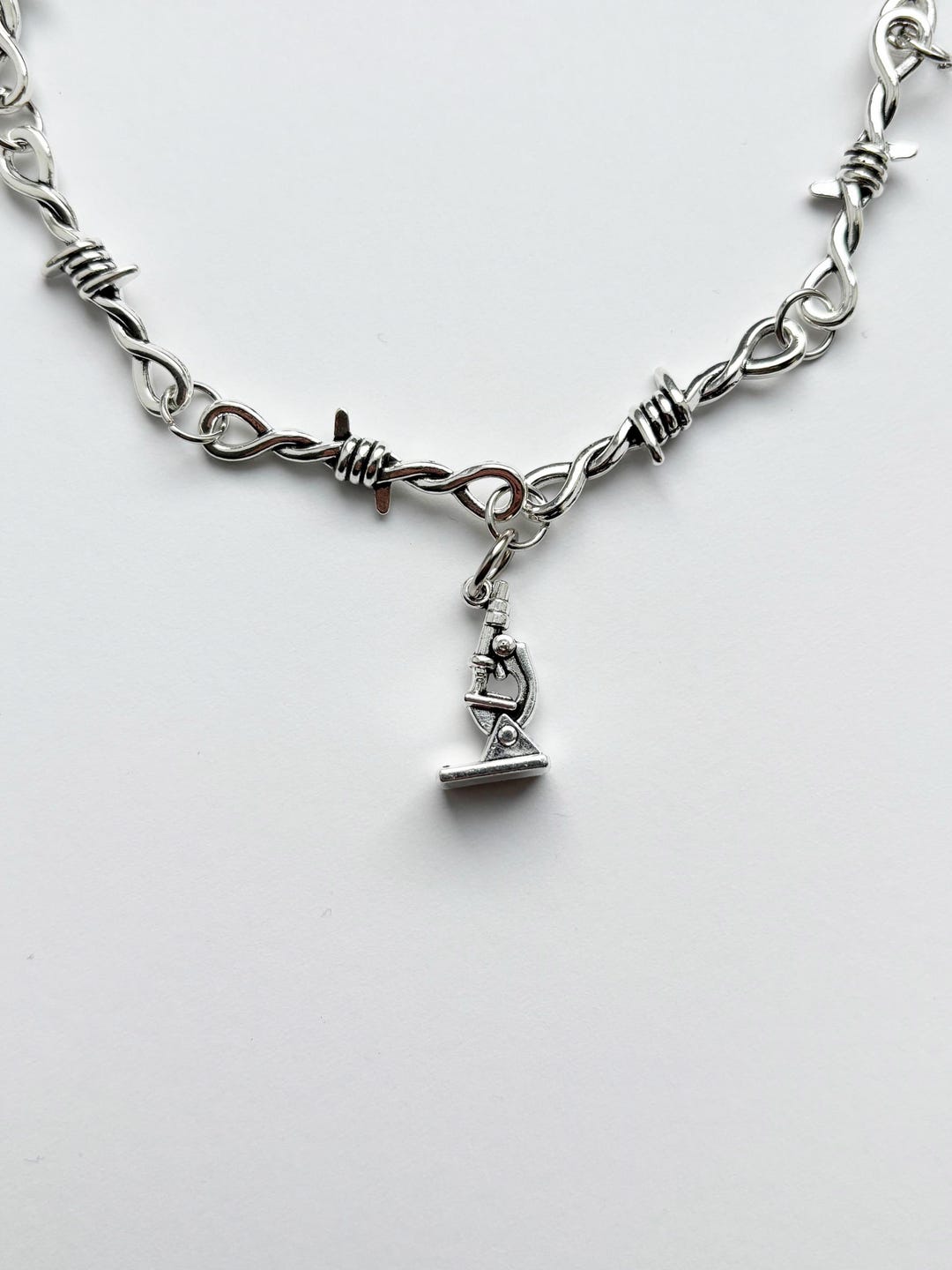 Barbed Wire Microscope Necklace | Science Astrology Chemistry Cool - Etsy