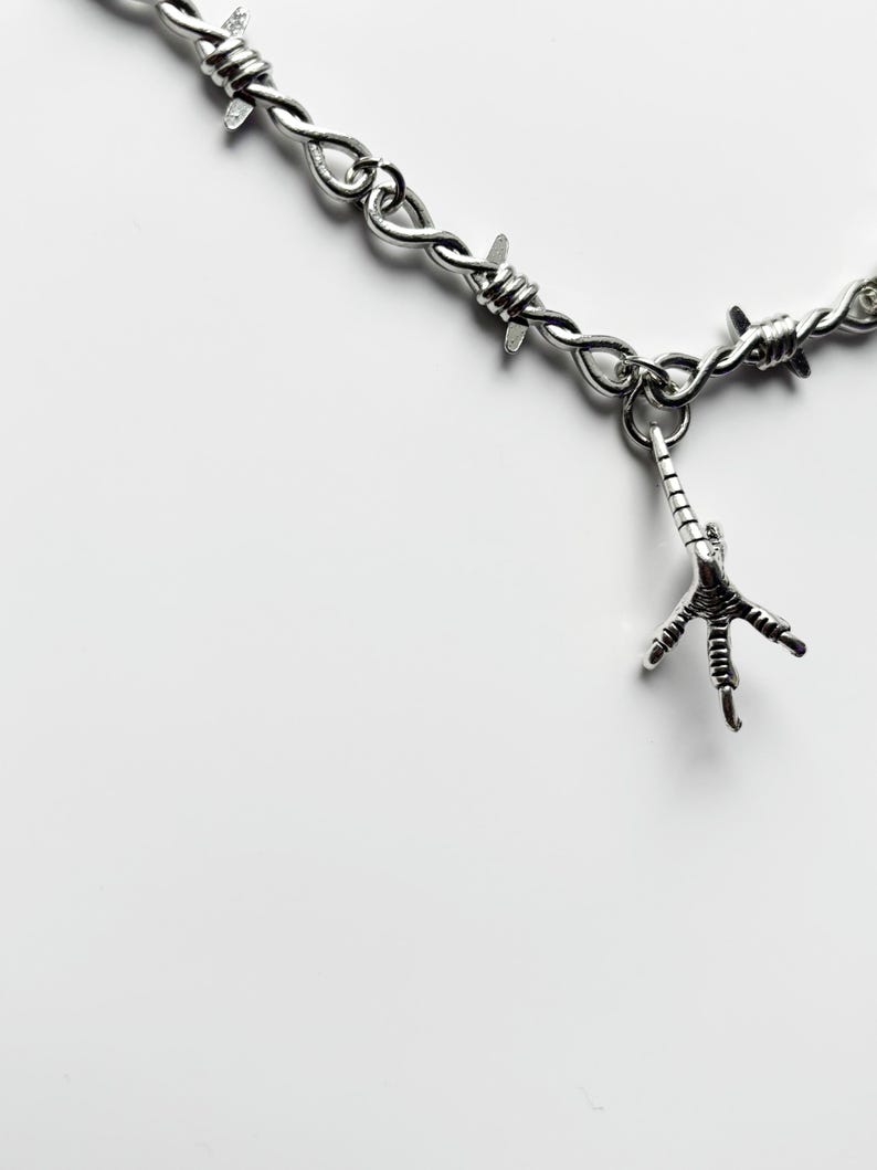 Barbed Wire Crows Foot Necklace | Emo Goth Alt Tattoo Punk Rock Spooky ...