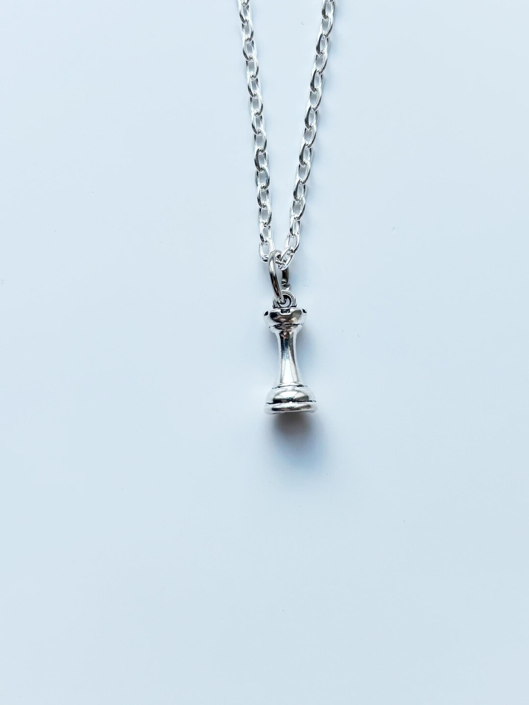 Pawn Rook Chess Piece Silver Necklace | Board Game Focus Cool - Etsy