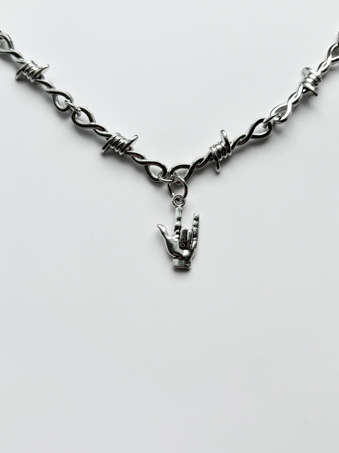 Barbed Wire Devil Horns Necklace | Emo Mosh Goth Rock Punk Alt Metal - Etsy