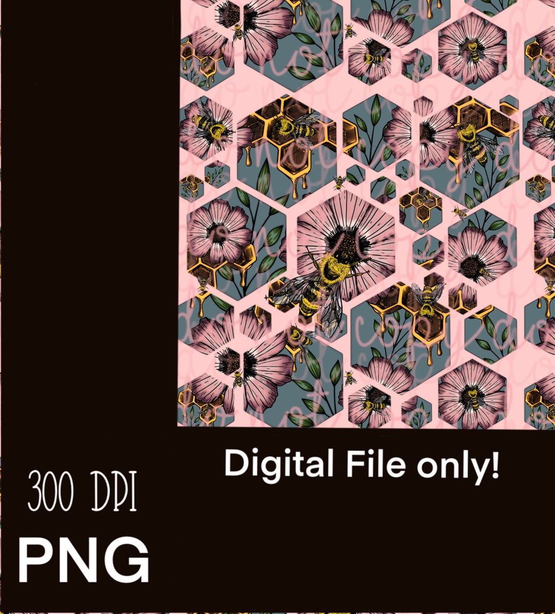 Bee and Flowers Seamless Digital Design - Etsy