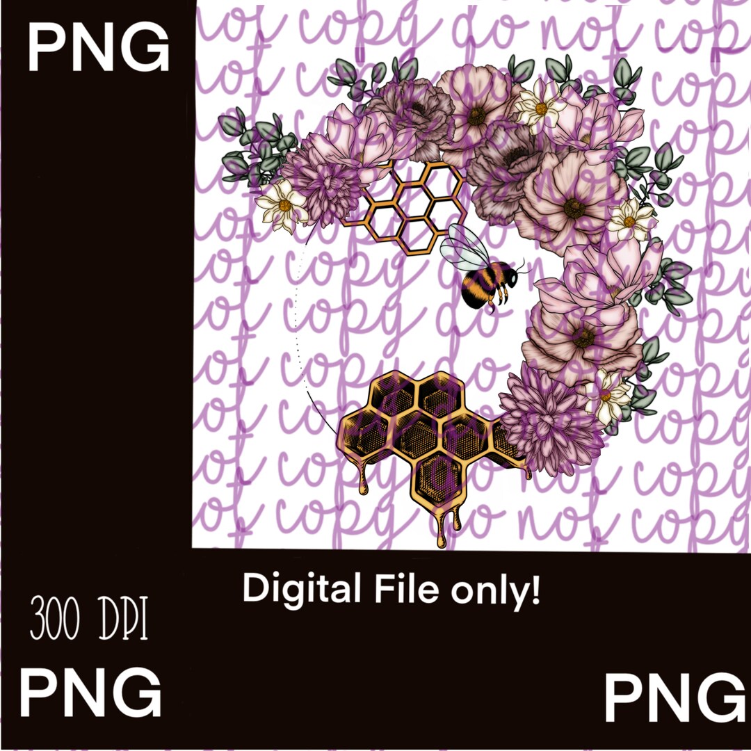 Bee and Flowers Digital Design - Etsy