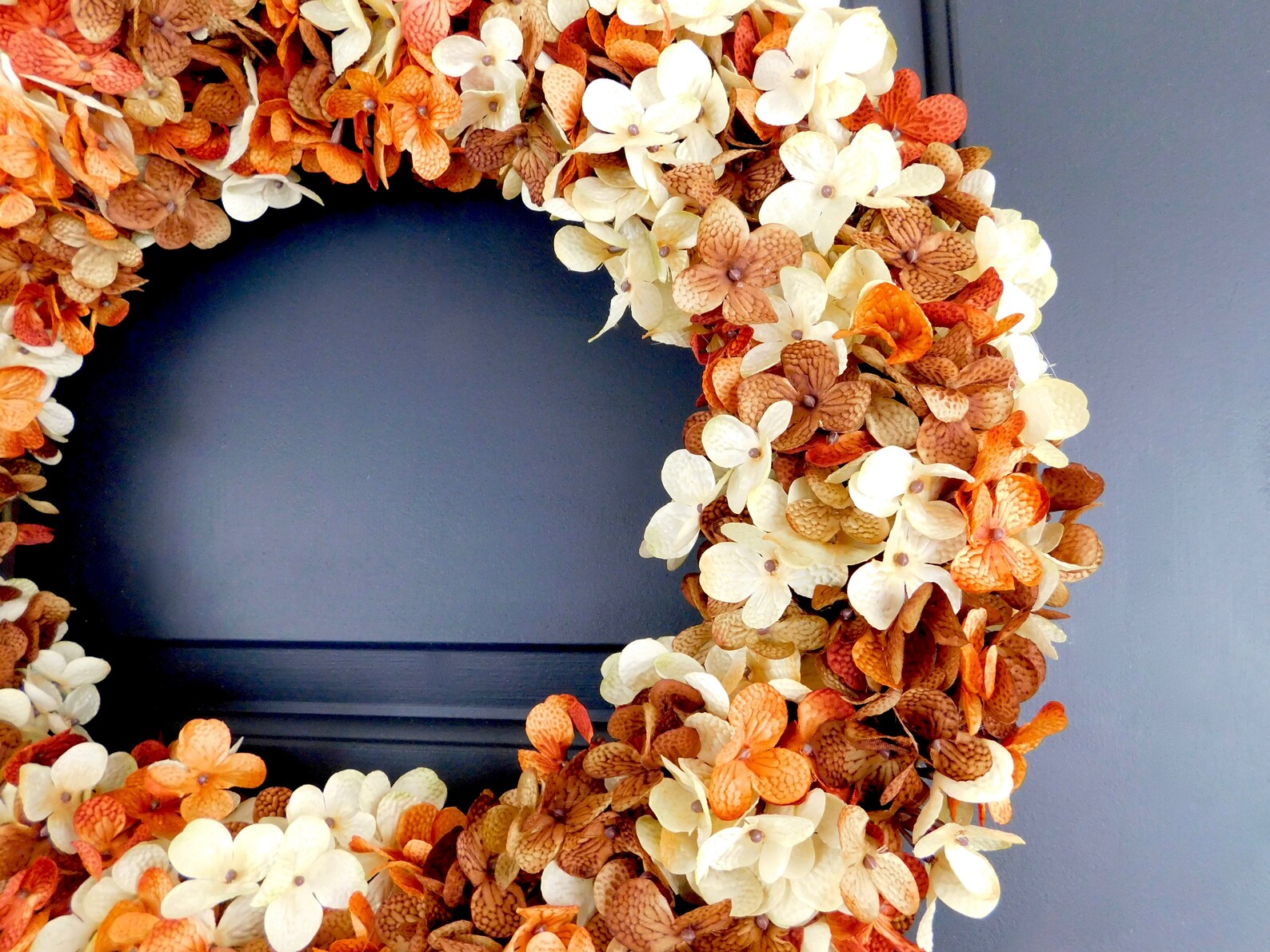 Fall Wreath, Fall Hydrangea Wreath, Orange Fall Wreath, Brown Fall ...