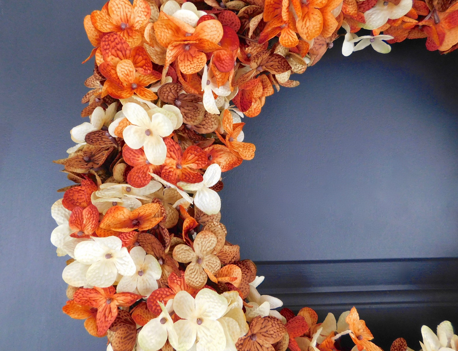 Fall Wreath, Fall Hydrangea Wreath, Orange Fall Wreath, Brown Fall ...
