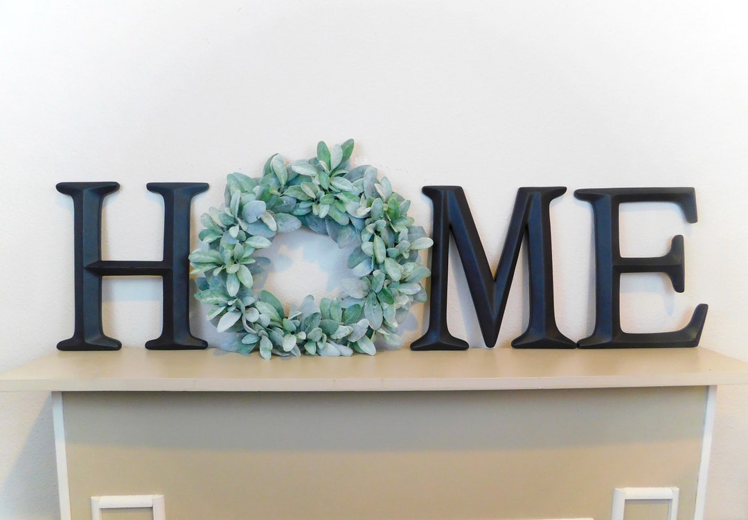 Home Sign With Wreath, Home Sign, Home Letters, Home Wall Sign, Home ...