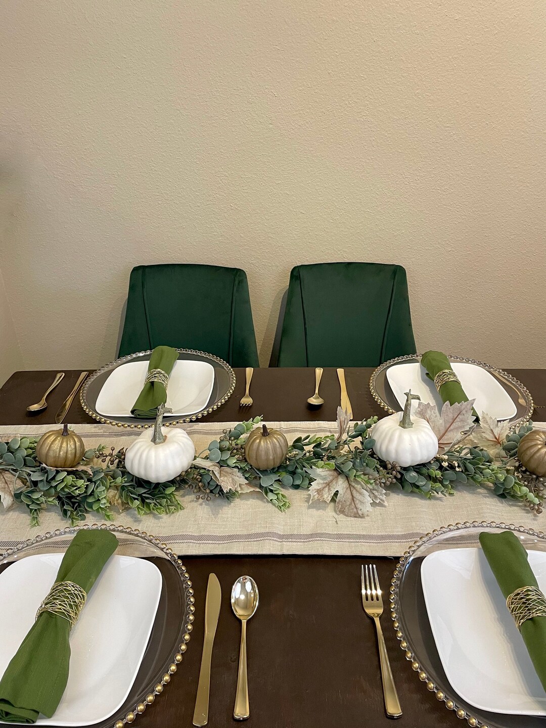 Fall Pumpkin Garland, Autumn Table Centerpiece, White Pumpkin Fall ...