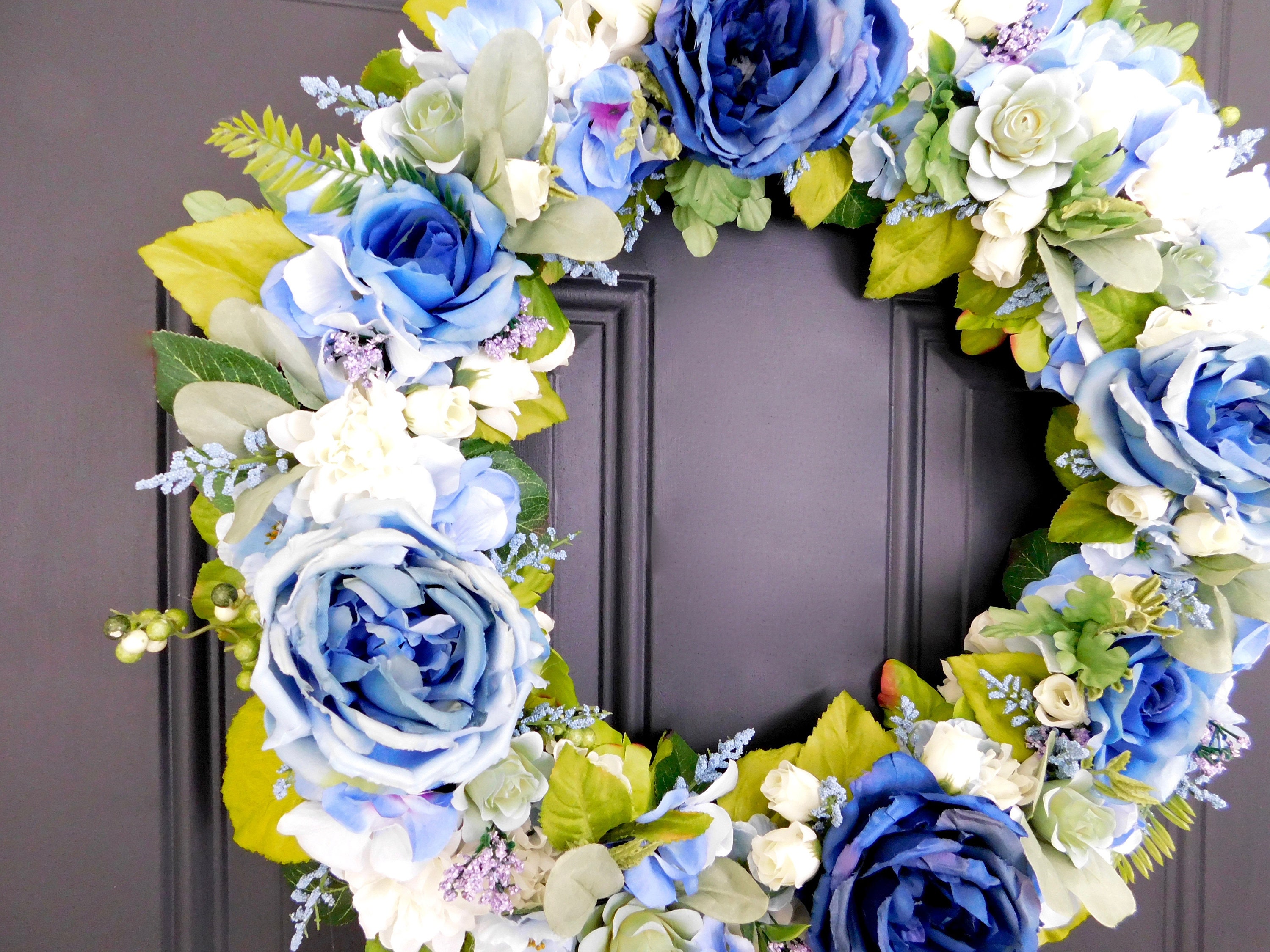 Peony Wreath Blue Spring Wreath Blue Wreath Spring Wreath | Etsy