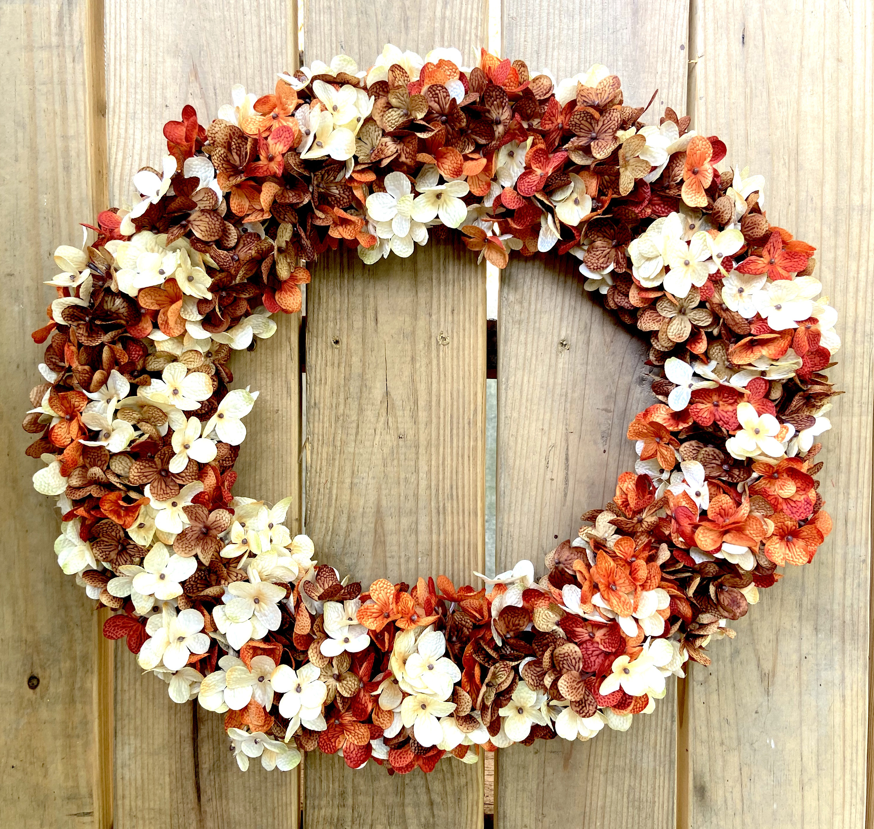 Fall Wreath, Fall Hydrangea Wreath, Orange Fall Wreath, Brown Fall ...