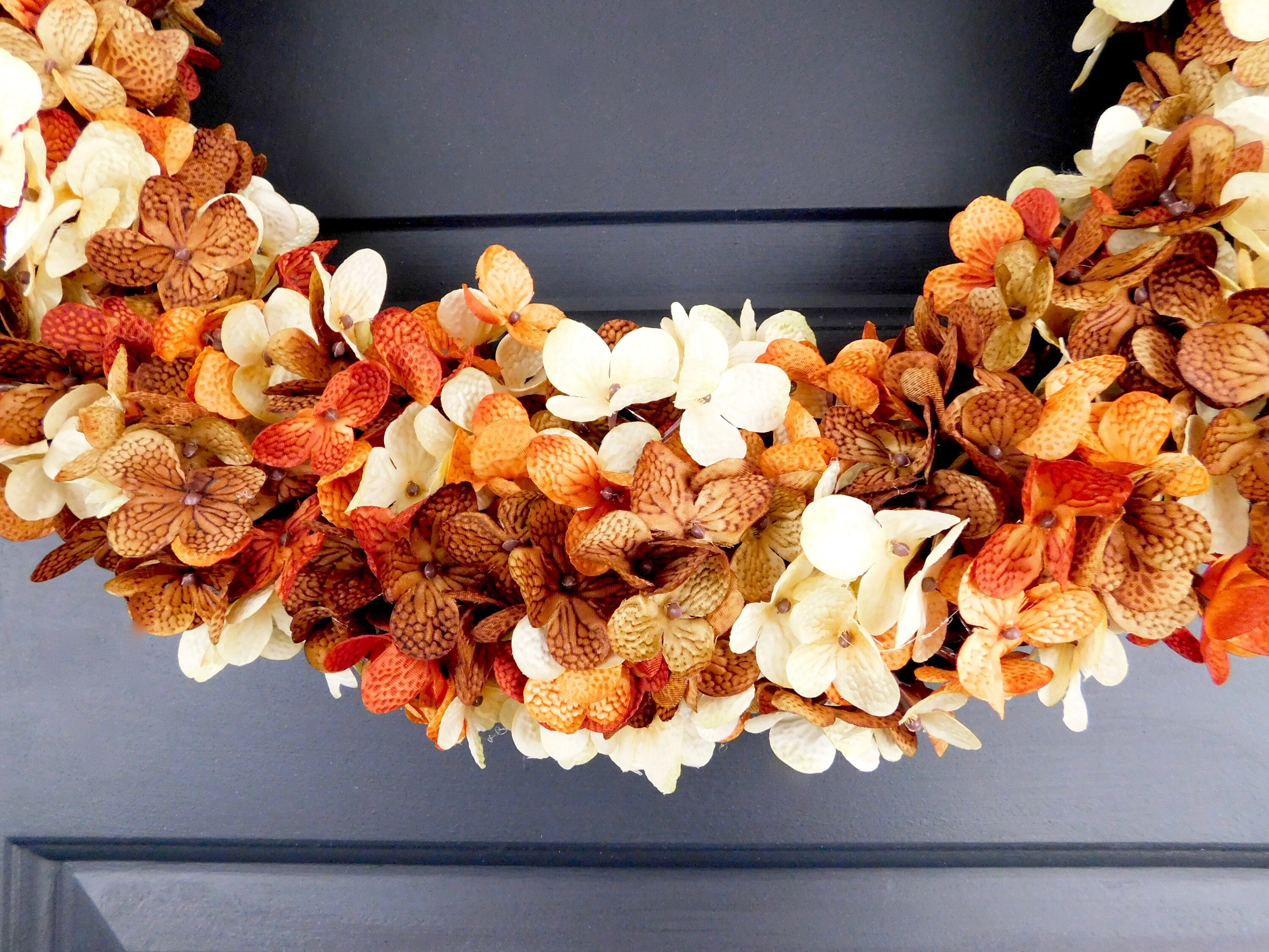 Fall Wreath, Fall Hydrangea Wreath, Orange Fall Wreath, Brown Fall ...