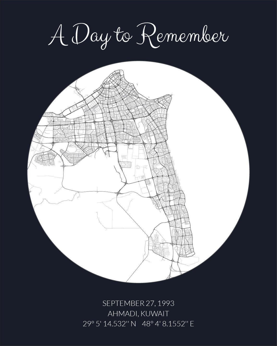 Custom City Street Map CV2 Special Place Location | Etsy