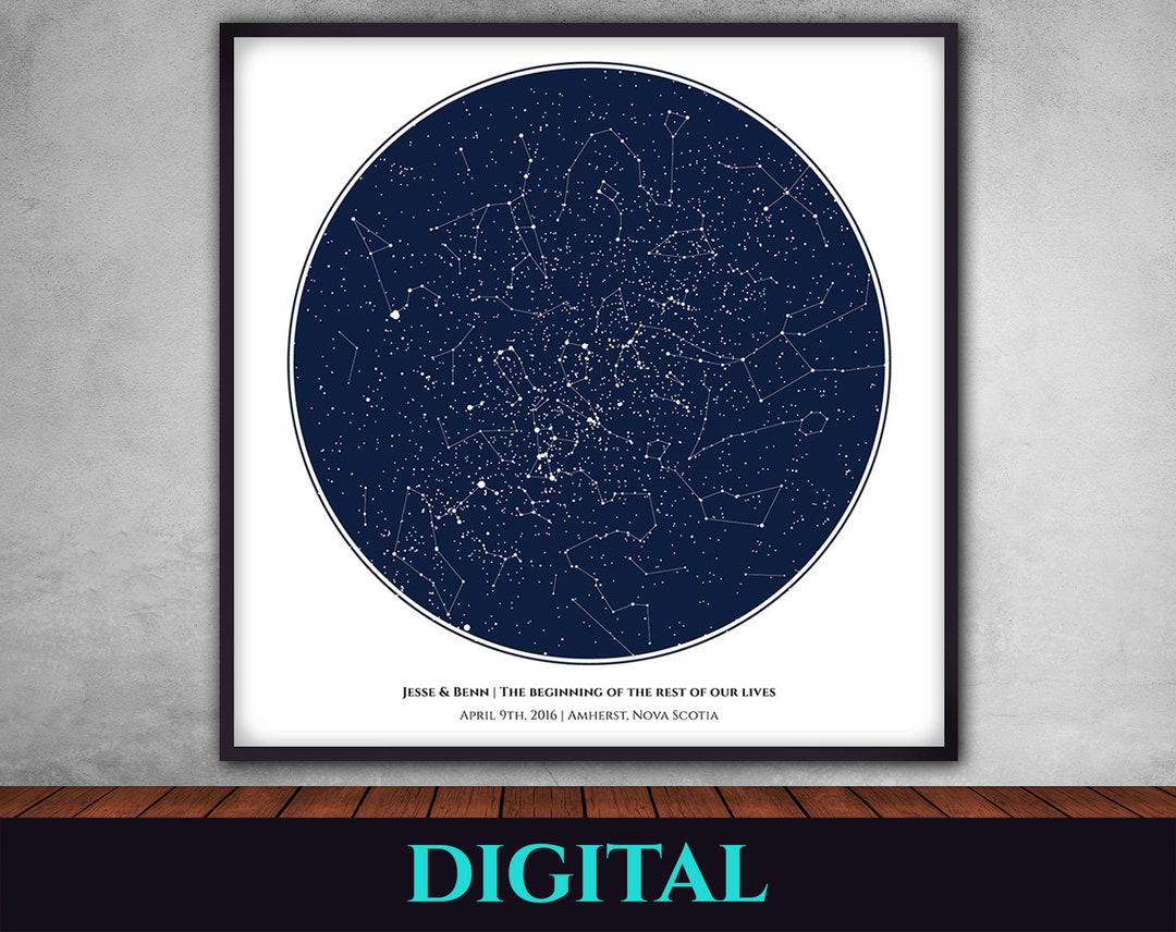 Star Map, Night Sky, Square, Birthday, Wedding, Anniversary, First Date ...