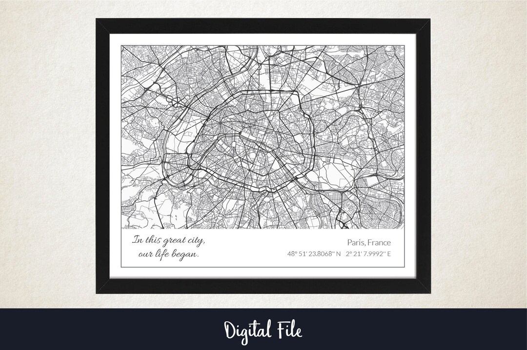 Custom City Street Map Horizontal Modern Special Place - Etsy