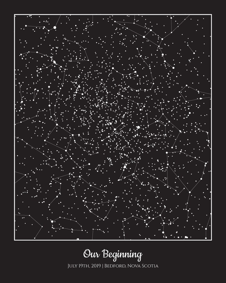 Star Map, Night Sky, Full Rectangle, Birthday, Wedding, Anniversary ...