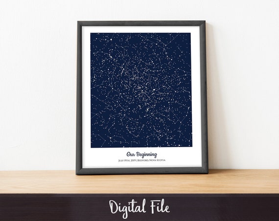 Star Map Night Sky Full Rectangle Birthday Wedding | Etsy