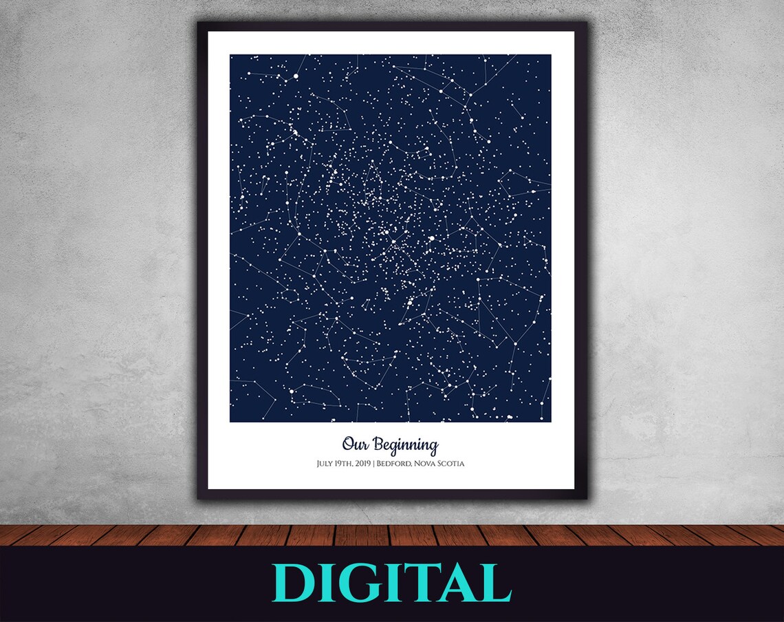 Star Map, Night Sky, Full Rectangle, Birthday, Wedding, Anniversary ...