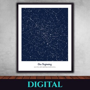 Star Map, Night Sky, Full Rectangle, Birthday, Wedding, Anniversary ...