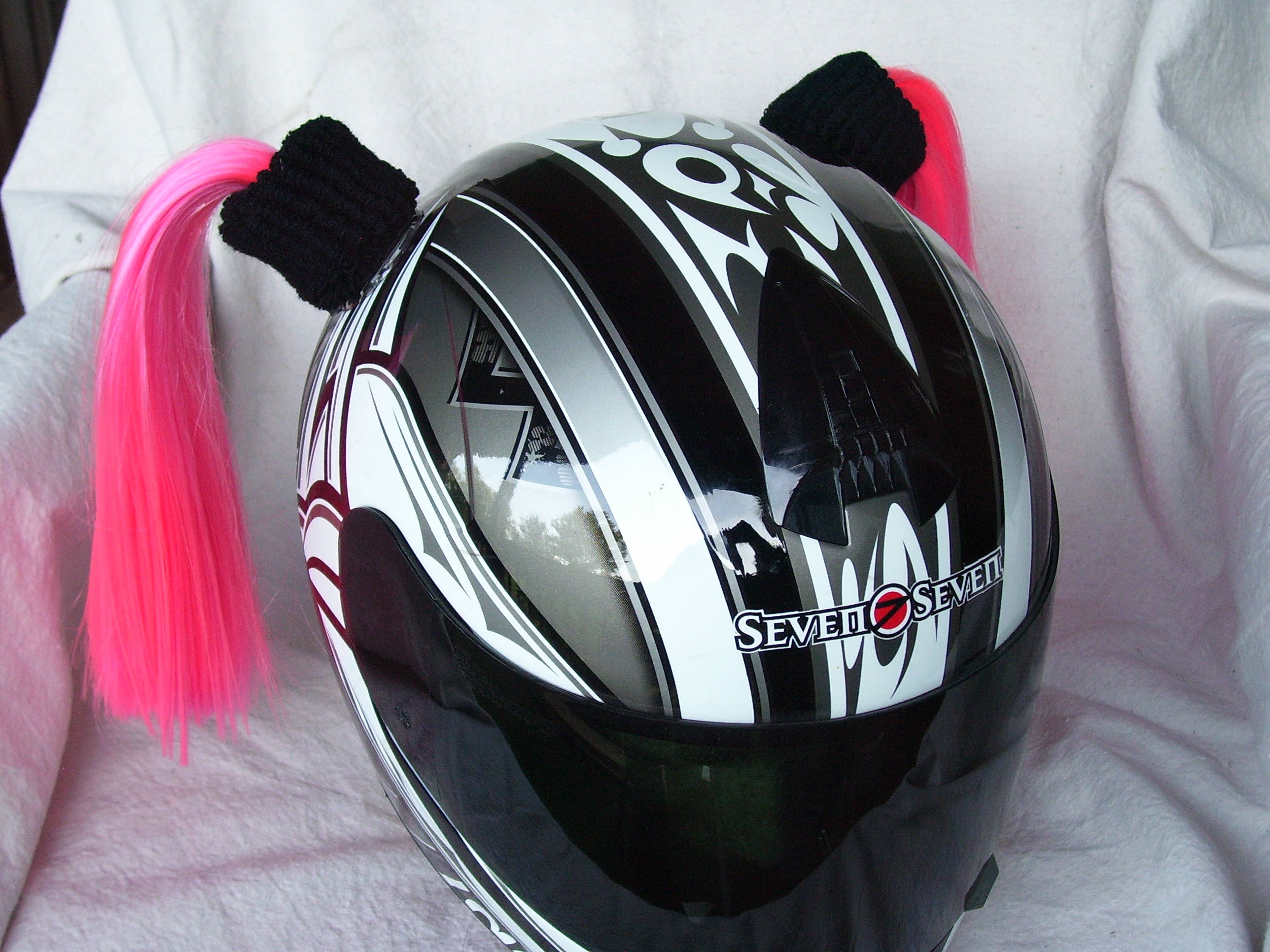 Motorcycle Helmet Pigtails 2 @ 14"ea ... 16 Colors....usa Made Ships ...