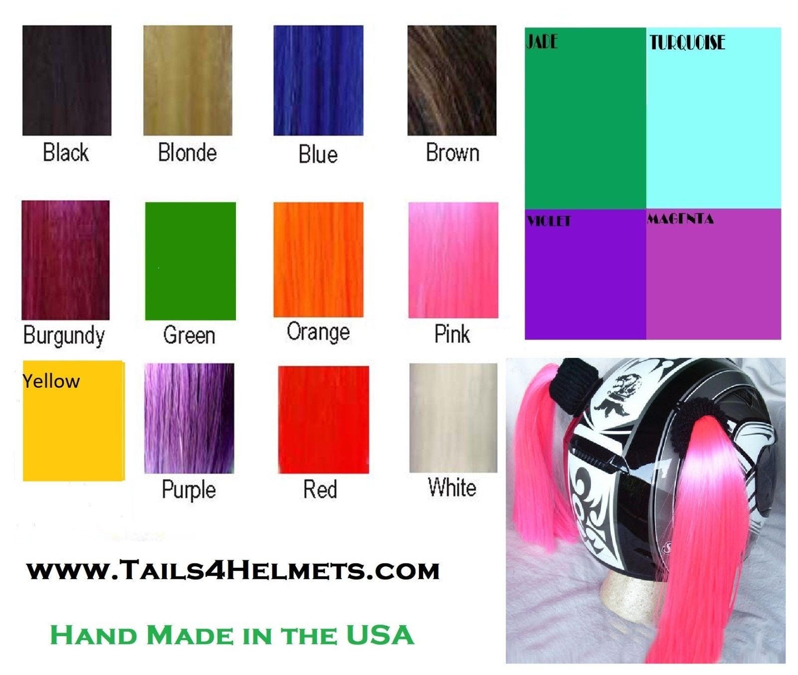 Custom (2 Color) Motorcycle Helmet Pigtails for Team, School & More ...