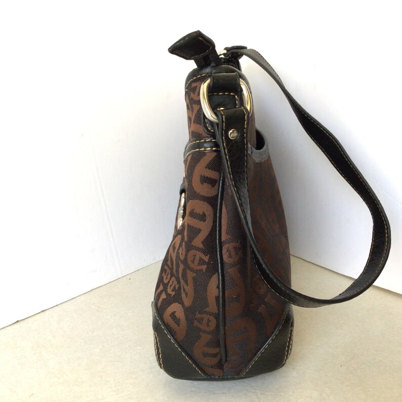 Etienne Aigner Signature Brown Fabric and Black Leather - Etsy