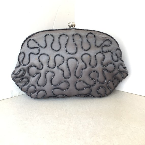 Vintage Debbie Hand Beaded Evening Bag In Blue - Gem