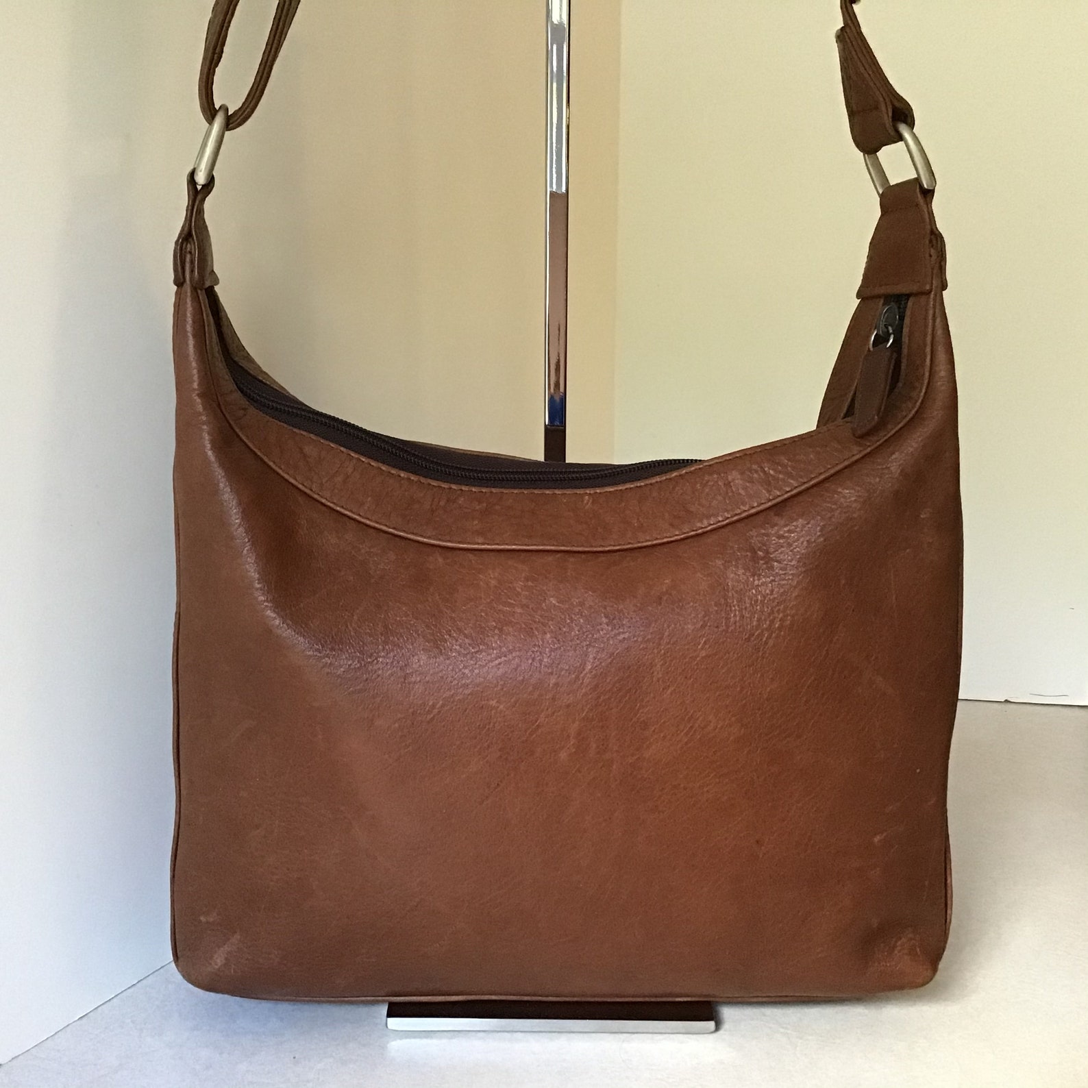 SIMON Vintage Genuine Leather Shoulder Bag In Brown | Etsy