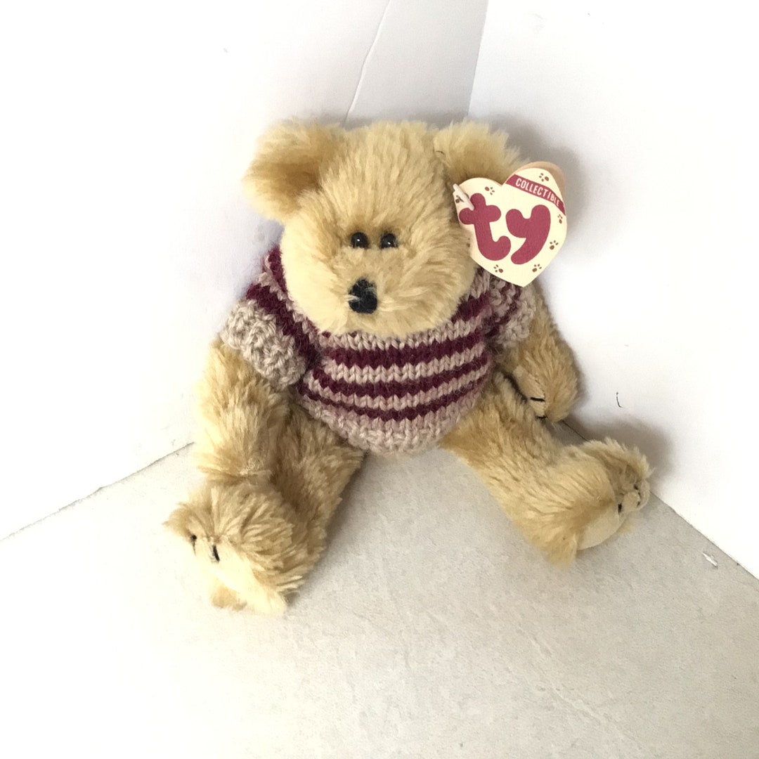 Vintage Ty Chelsea Bear Light Tan 8” Jointed Bear in Striped Sweater - Etsy