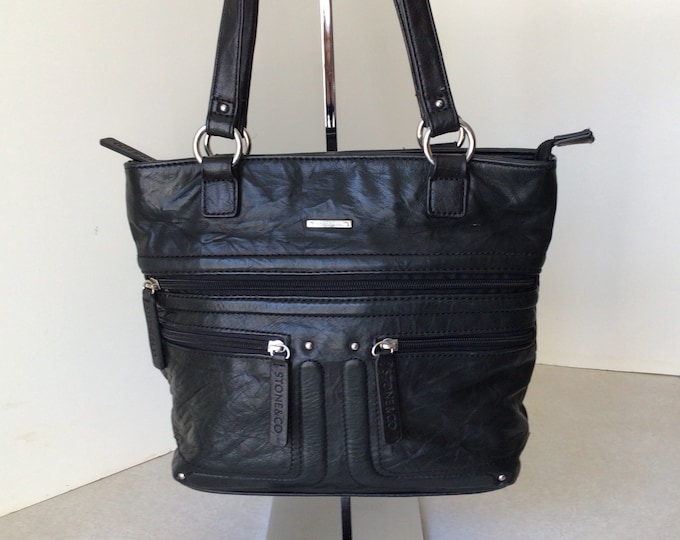 Stone & Co. Genuine Leather Shoulder Bag in Black - Etsy
