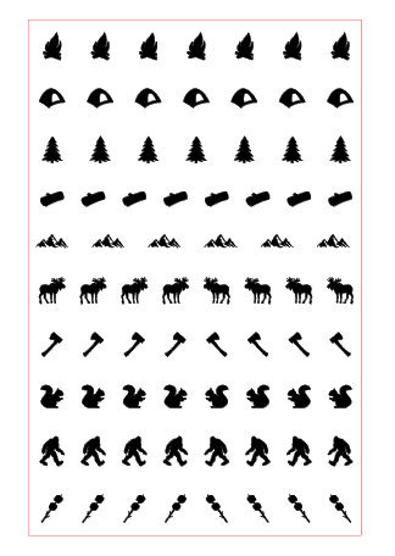 CAMPING THEME PACK Camping Nail Decals Outdoors Nail | Etsy