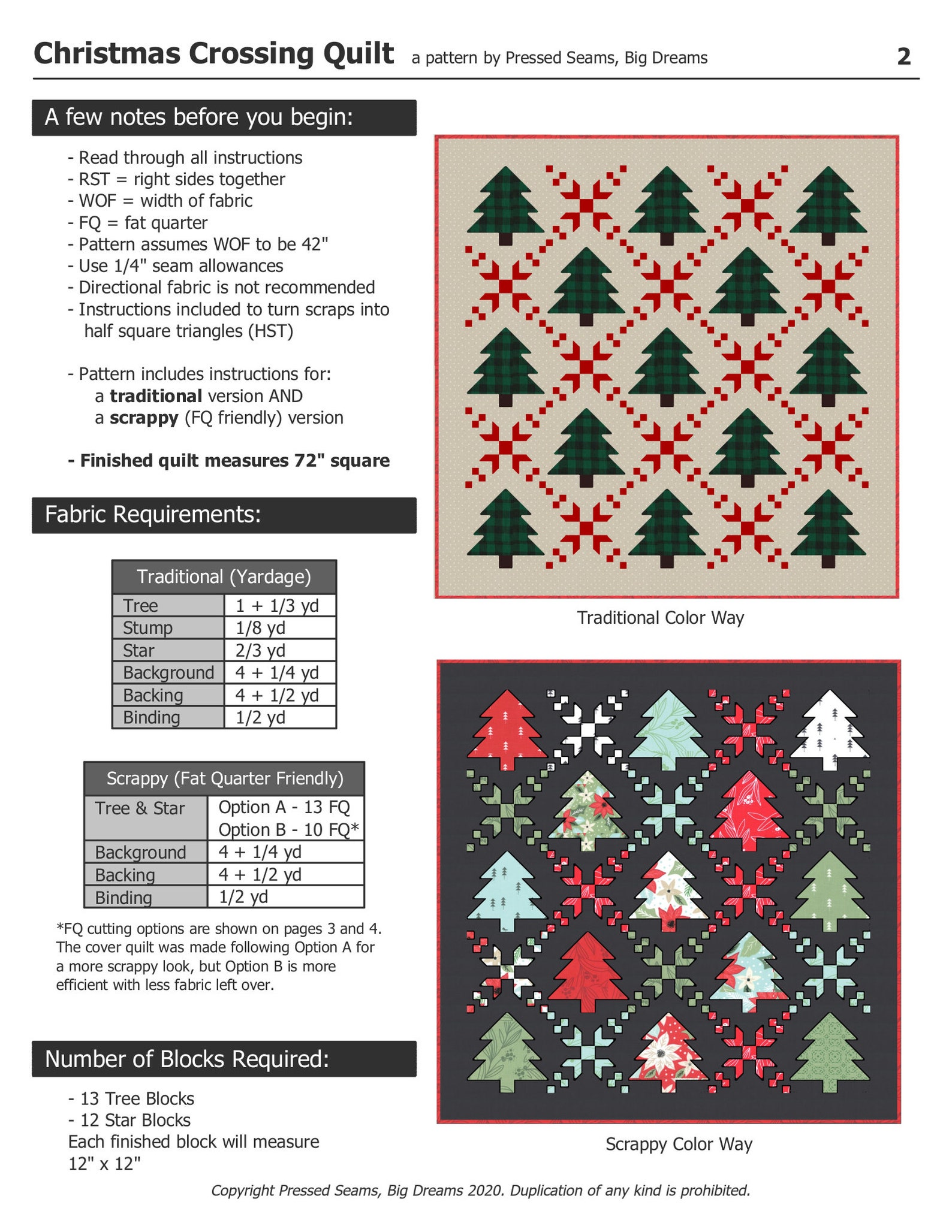 Christmas Crossing Quilt Pattern PDF - Pressed Seams Big Dreams ...