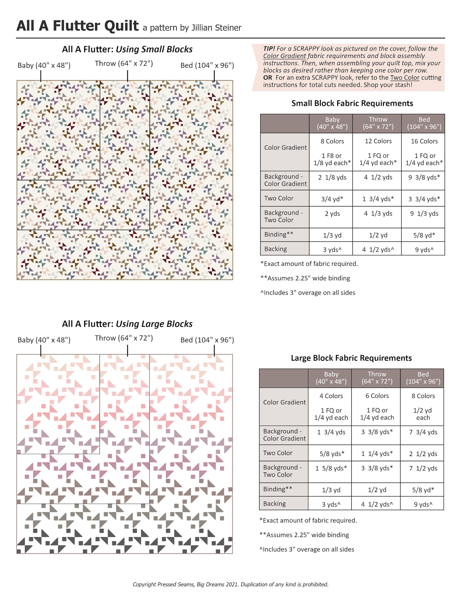 All A Flutter Quilt Pattern by PS Big Dreams, Fat Quarter and Scrap ...