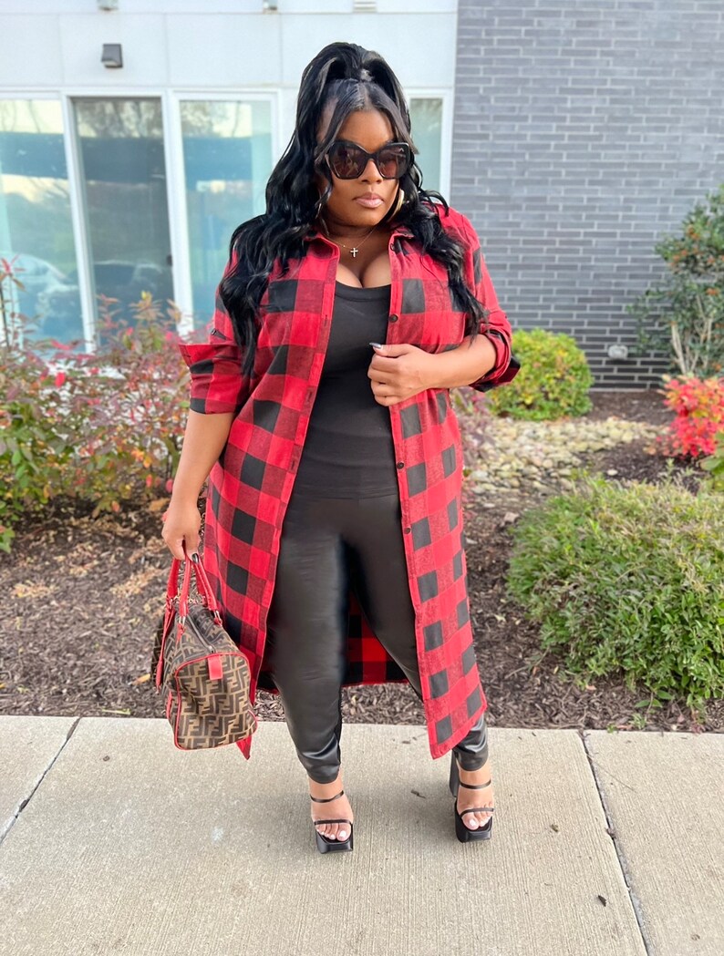 Women's Flannel Duster/ Top Red - Etsy