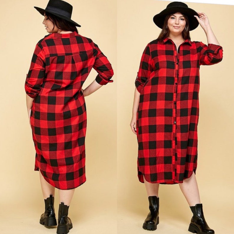 Women's Flannel Duster/ Top Red - Etsy