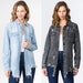 Grey Distressed Denim Shacket - Etsy