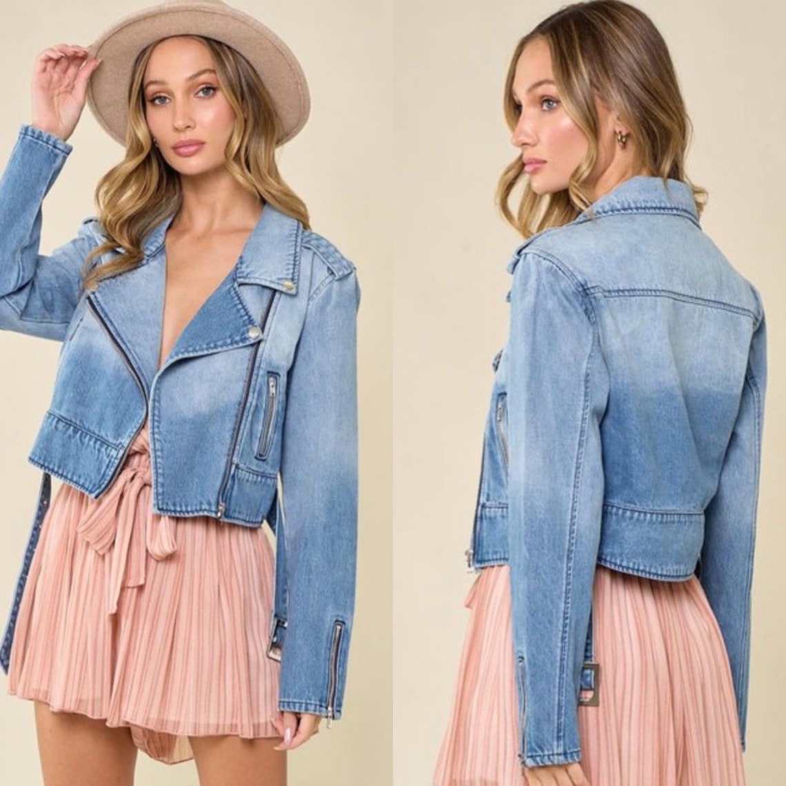 Denim Biker Jacket - Etsy
