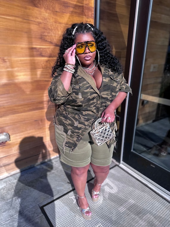 Camo Distressed Shacket