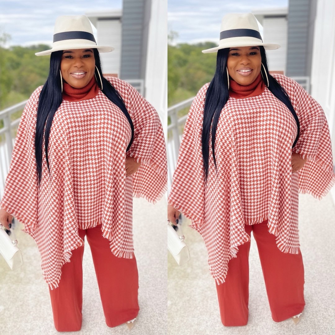 Rust Houndtooth Cape - Etsy