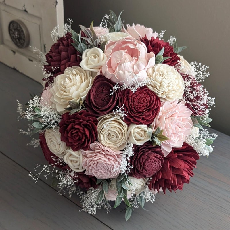 Burgundy Blush Wedding Bouquet - Etsy