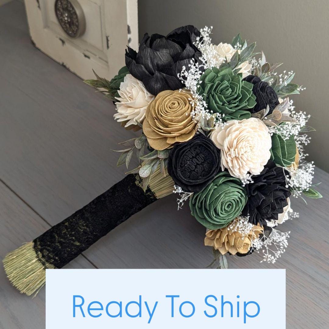 READY TO SHIP - Black, Dark Green, Dark Gold, and Ivory Sola Wood ...