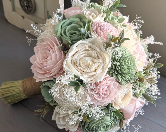 Sage and Blush and Gold Quinceañera Ramos, Bouquet, Sage and Blush ...