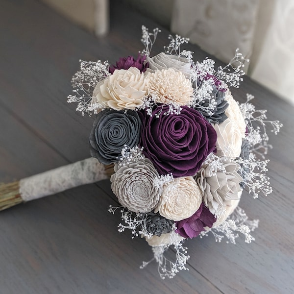 Plum Wedding Bouquet - Etsy