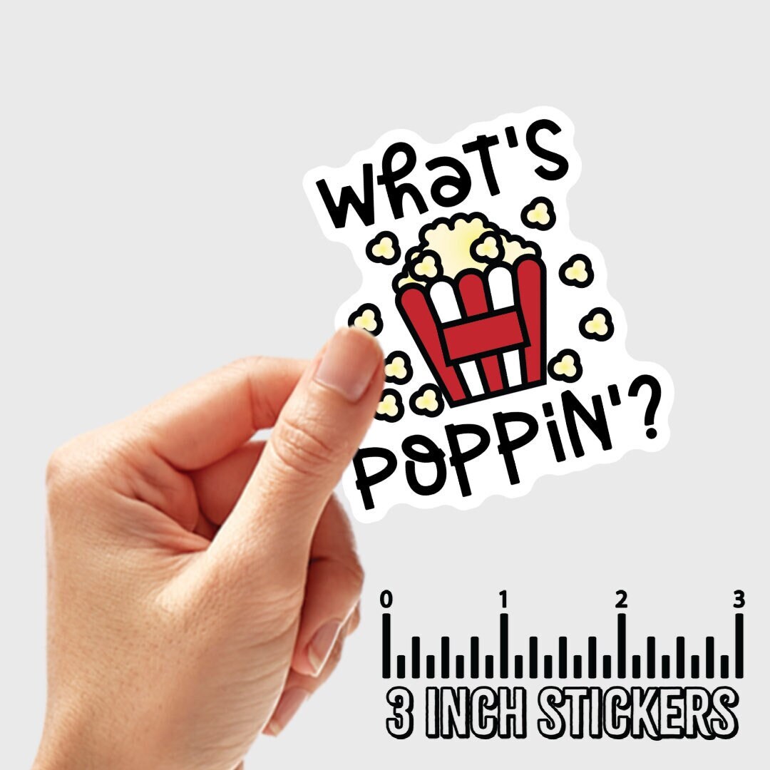 3" Sticker | What's Poppin'? | Popcorn | Mad Mom Designs - Etsy