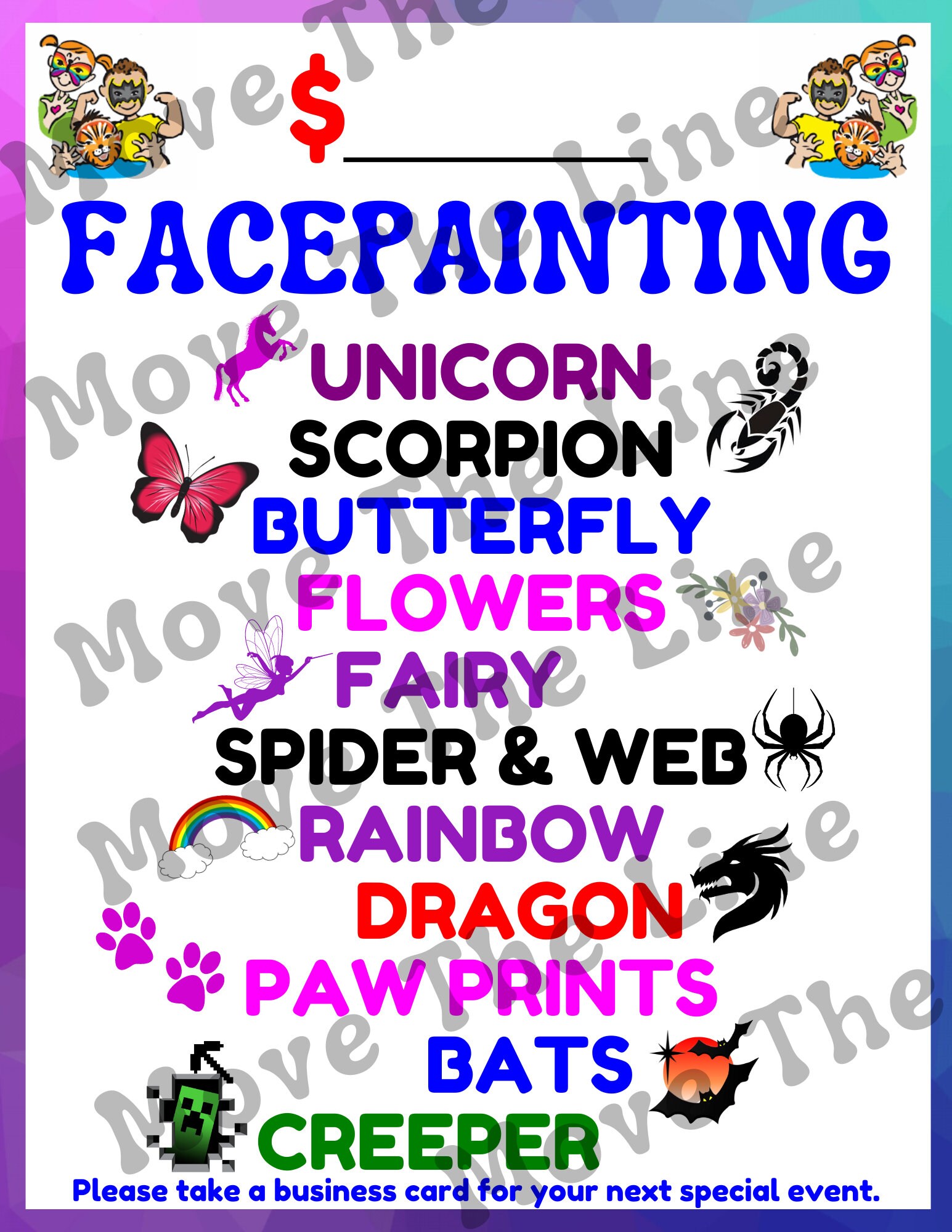 Boy & Girl Facepainting Sign With Matching Stencils; Pdf and Svg Files ...