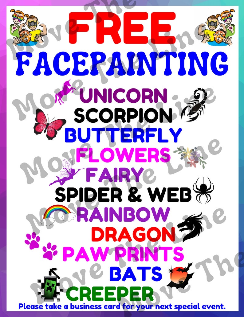 Boy & Girl Facepainting Sign With Matching Stencils; Pdf and Svg Files ...