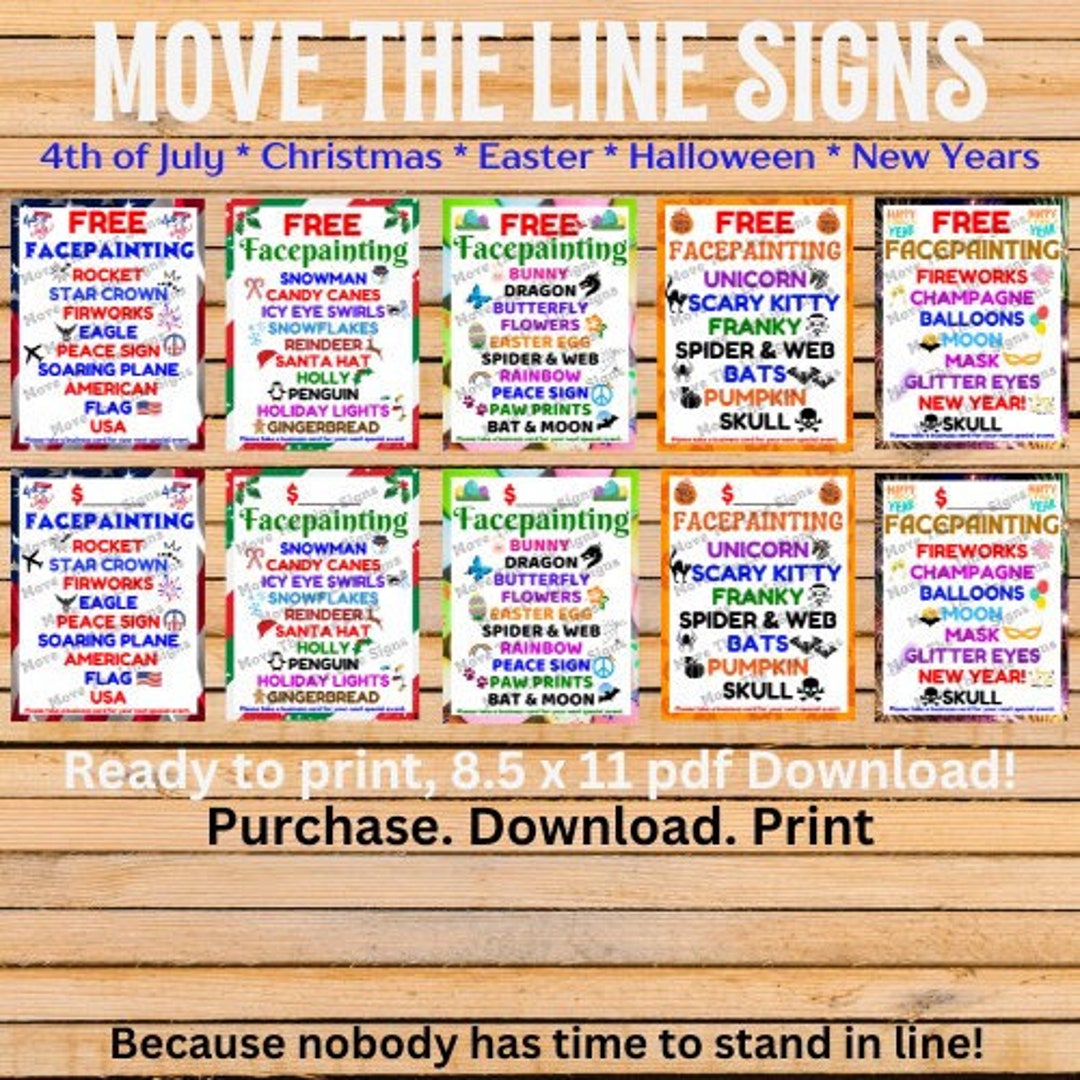 Face Painting Menu Board, 10 Design Signs for Face Painters, PDF ...