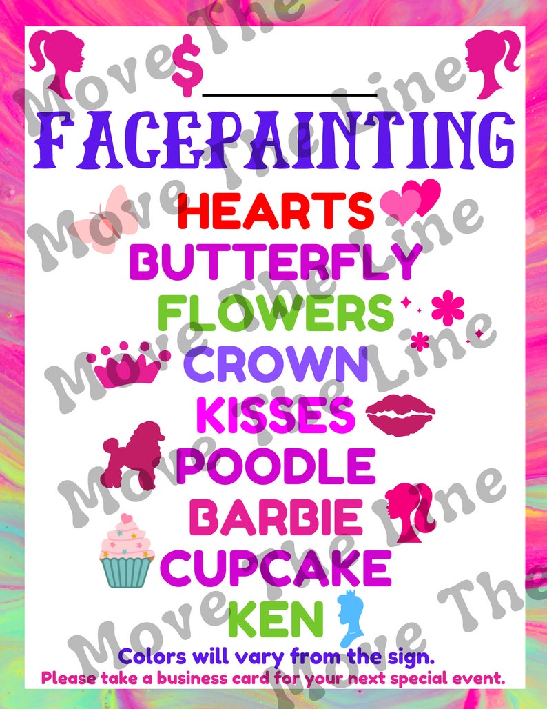 Barbie Facepainting Sign With Matching Stencils; Pdf and Svg Files - 8. ...