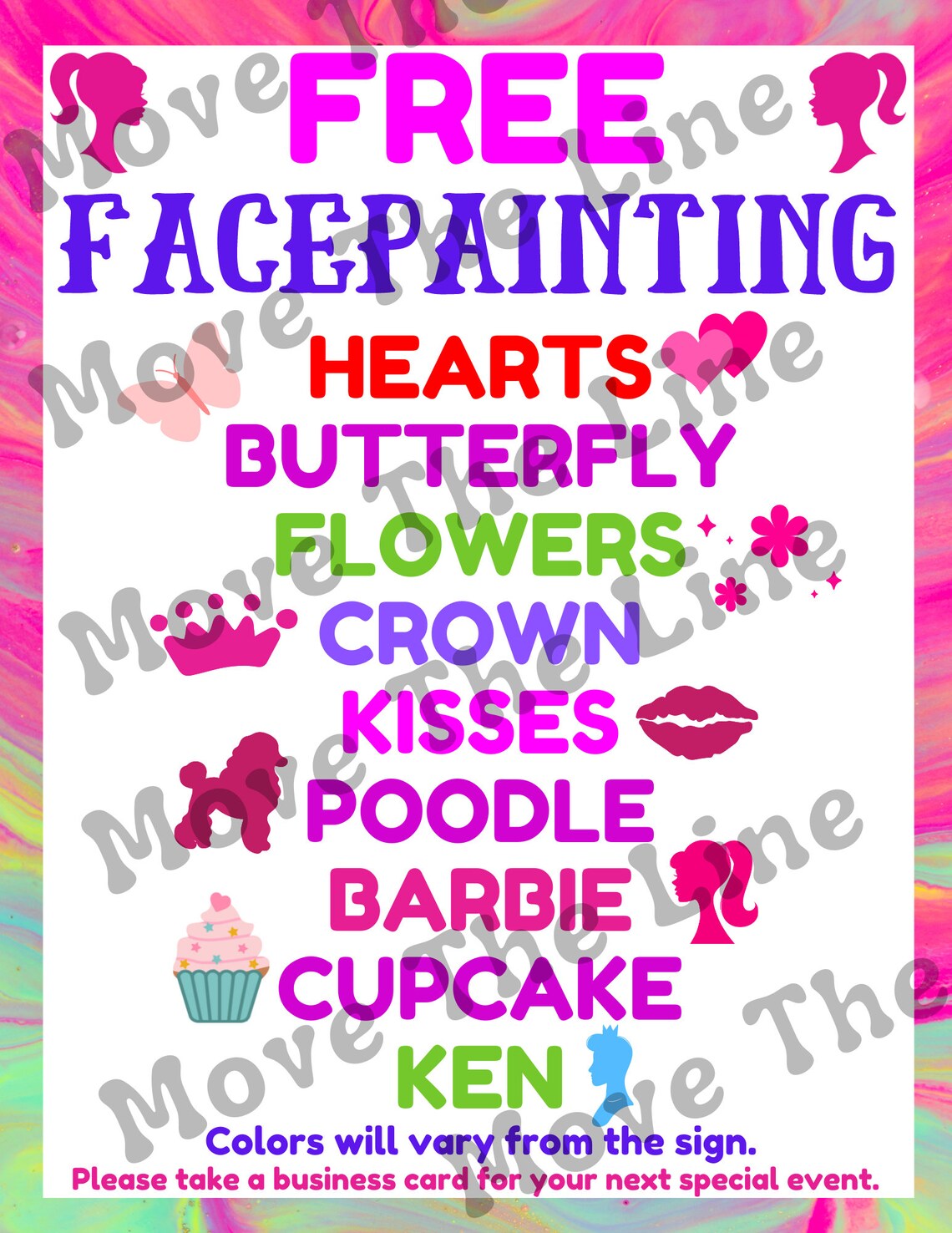 Barbie Facepainting Sign With Matching Stencils; Pdf and Svg Files - 8. ...