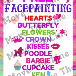 Barbie Facepainting Sign With Matching Stencils; Pdf and Svg Files - 8. ...