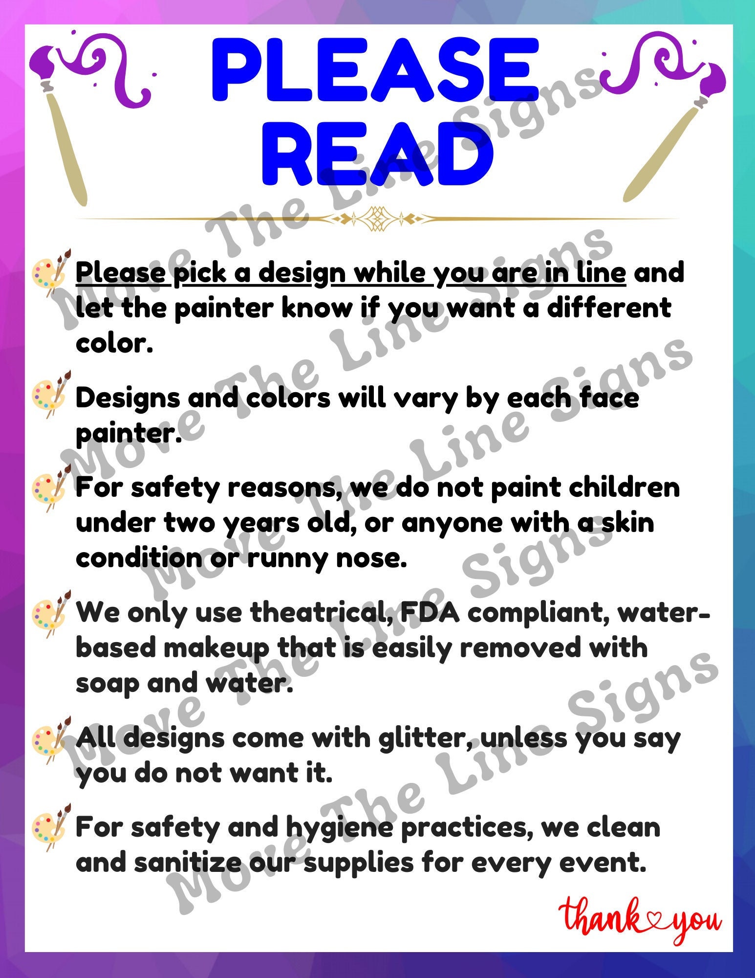 Facepainting Please Read Sign Digital Download - Etsy
