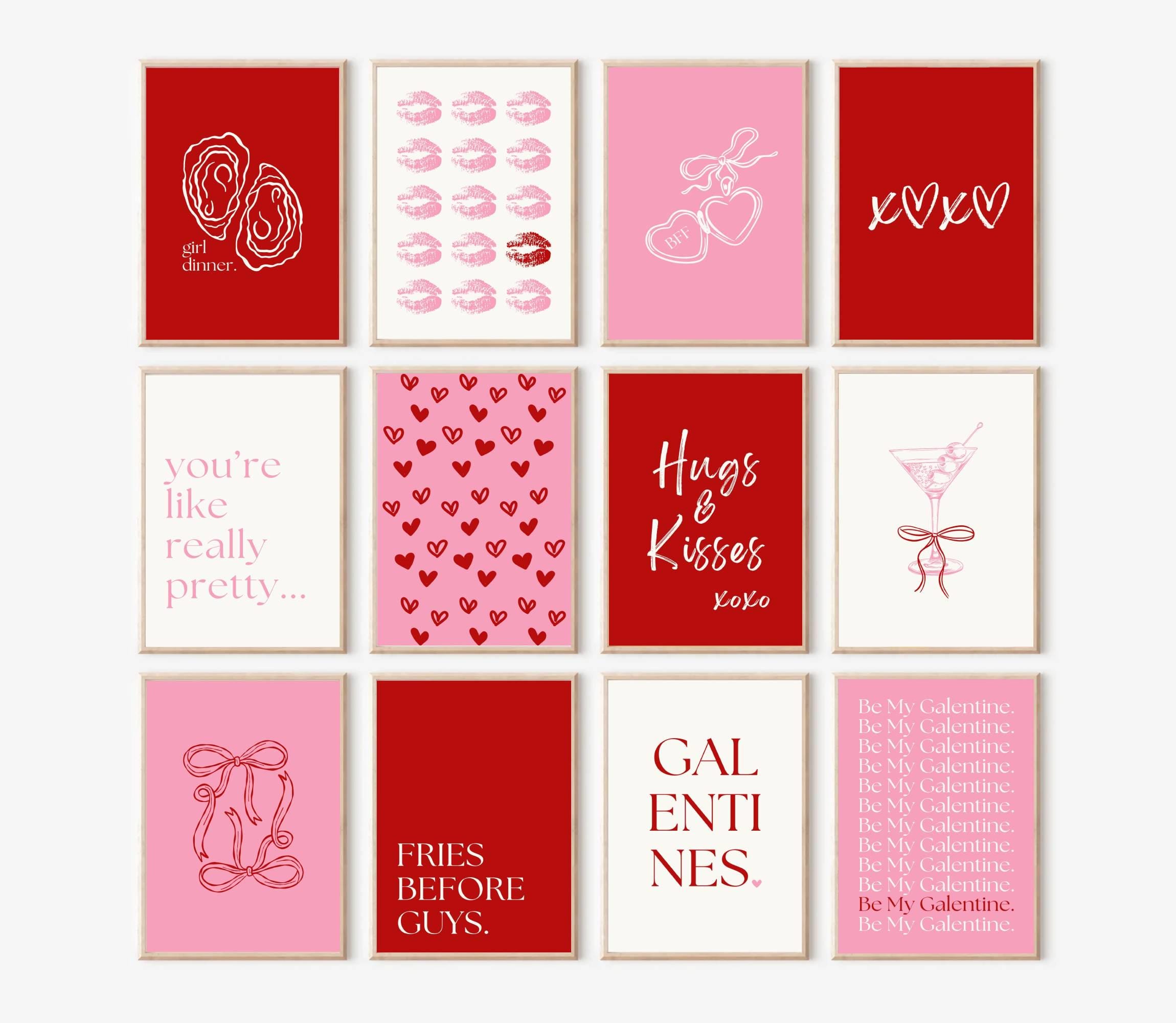 Valentines Day Decor Set 12 Printables, Galentine Party Decor, Retro ...